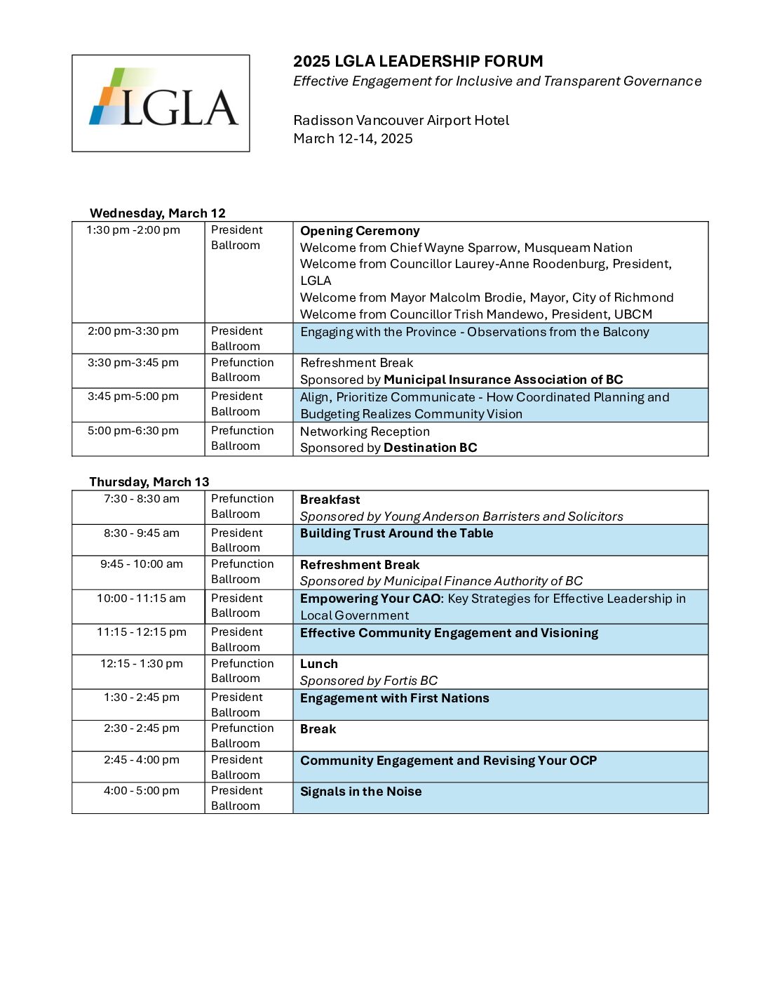 2025 LGLA Program Schedule – LGLA